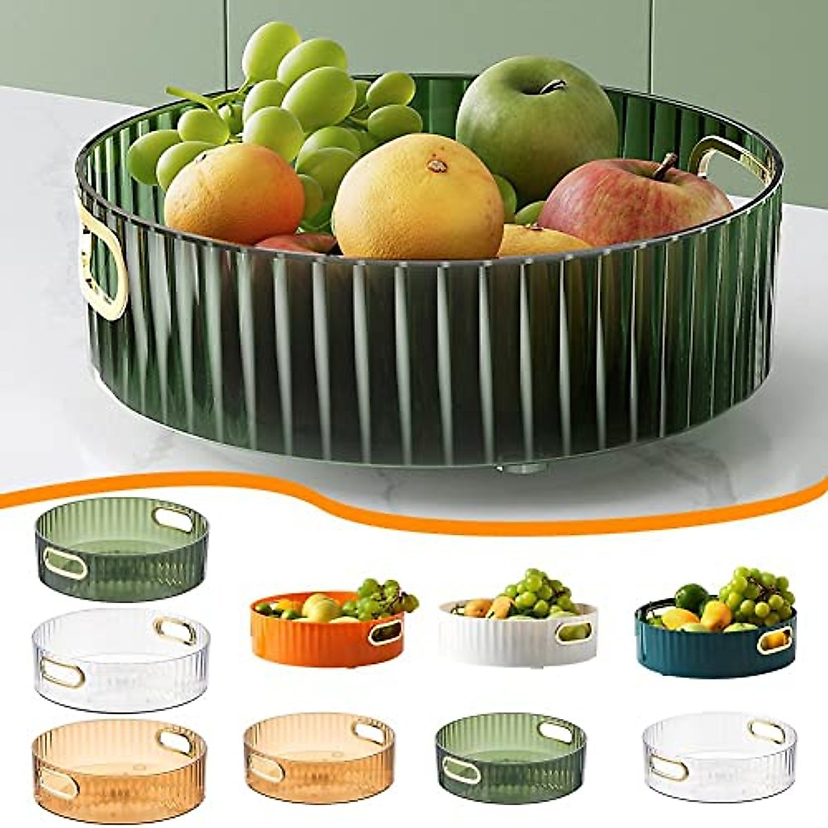 Lazy Susan Organizer for Kitchen, Clear 360° Rotating Turntable Organization & Storage Container, Turntable Organizer for Cabinet Pantry Table Organization