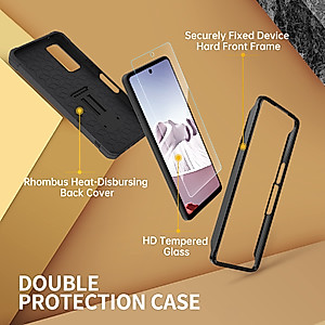 FITO for TCL Stylus 5G Case, Dual Layer Shockproof Heavy Duty Case for TCL Stylus 5G Phone with Screen Protector, Built-in Kickstand (Black)