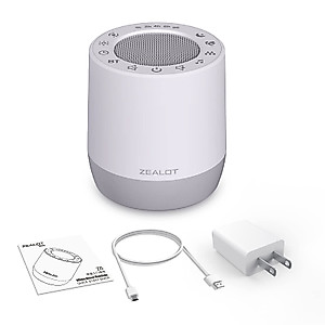 White Noise Machine, ZEALOT Sleep Sound Machine with 20 Soothing Sounds, 6 Colors Night Light, 4 Timers Adjustable for Babies Sleep, 3-in-1 Bluetooth Speaker for Adult, Kids, Babies