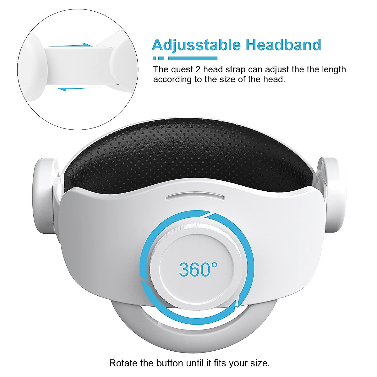 HUAYUWA Adjustable Head Strap with Head Cushion for Oculus Quest 2 VR Accessories, Replacement for Elite Strap Comfortable Protective Headband Enhanced Support and Reduce Head Pressure in VR, White 1