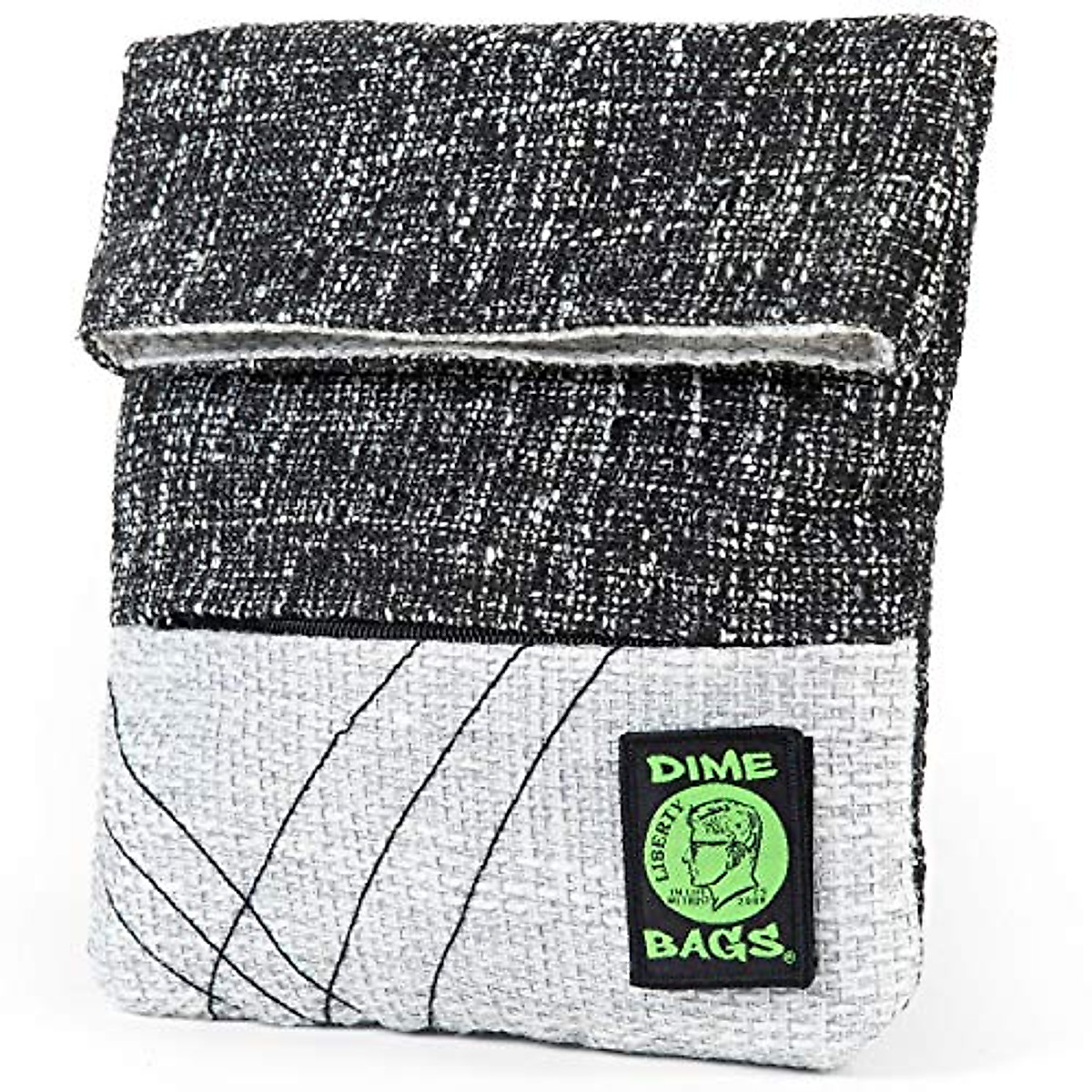 DIME BAGS Large Multi-Purpose Bag | Cross Body Hemp Purse with Adjustable Strap & Airtight Baggie Included (Large, Static Black)