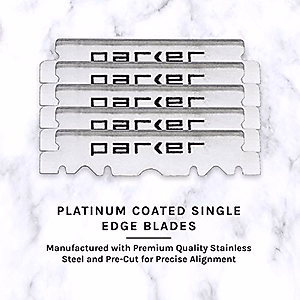 Parker SRX 100% Stainless Steel Straight Edge Professional Barber Razor & 5 Parker Premium Half Blades