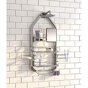 Unknown1 Adjustable Bathroom Caddy/Over-The-Shower Head/Door with Storage Shelves Stainless-Steel Silver Solid Color Casual Stainless Steel Same Size Set