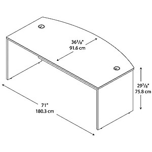 Bush Business Furniture Series C 72W Bowfront Desk Shell in Hansen Cherry