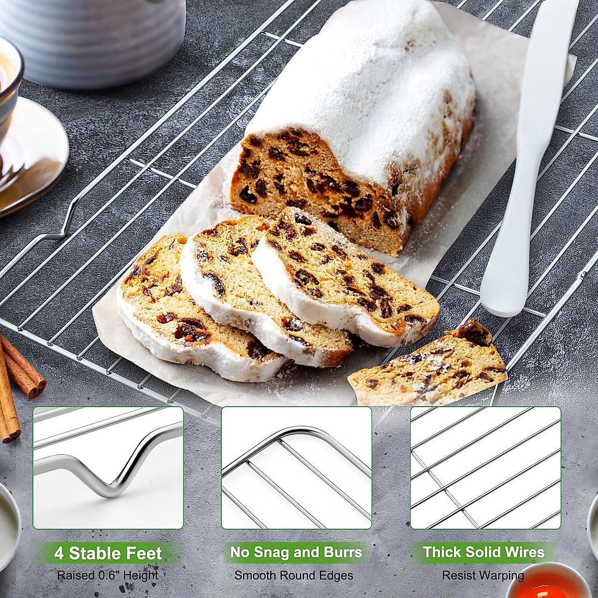 Decymis Cooling Rack and Baking Rack with Stainless Steel, 2 - Pack Heavy Duty Cooling Racks for Cooking and Baking, Sturdy Cookie Cooling Rack 13.5 x 9.4Inches, Easy to Clean Oven & Dishwasher Safe