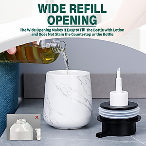Bosilunlife Ceramic Foaming Soap Dispenser - 12 oz Marble Foam Hand Soap Dispenser Bathroom Countertop Soap Dispensers Kitchen Dish Soap Pump Dispenser Liquid Soap Dispenser for Bathroom