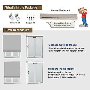 Cordless Blackout Roman Shades Window Blinds, Linen Cream Window Roman Blinds, Custom Washable Roman Shade for Window, Door Window, Bathroom Window