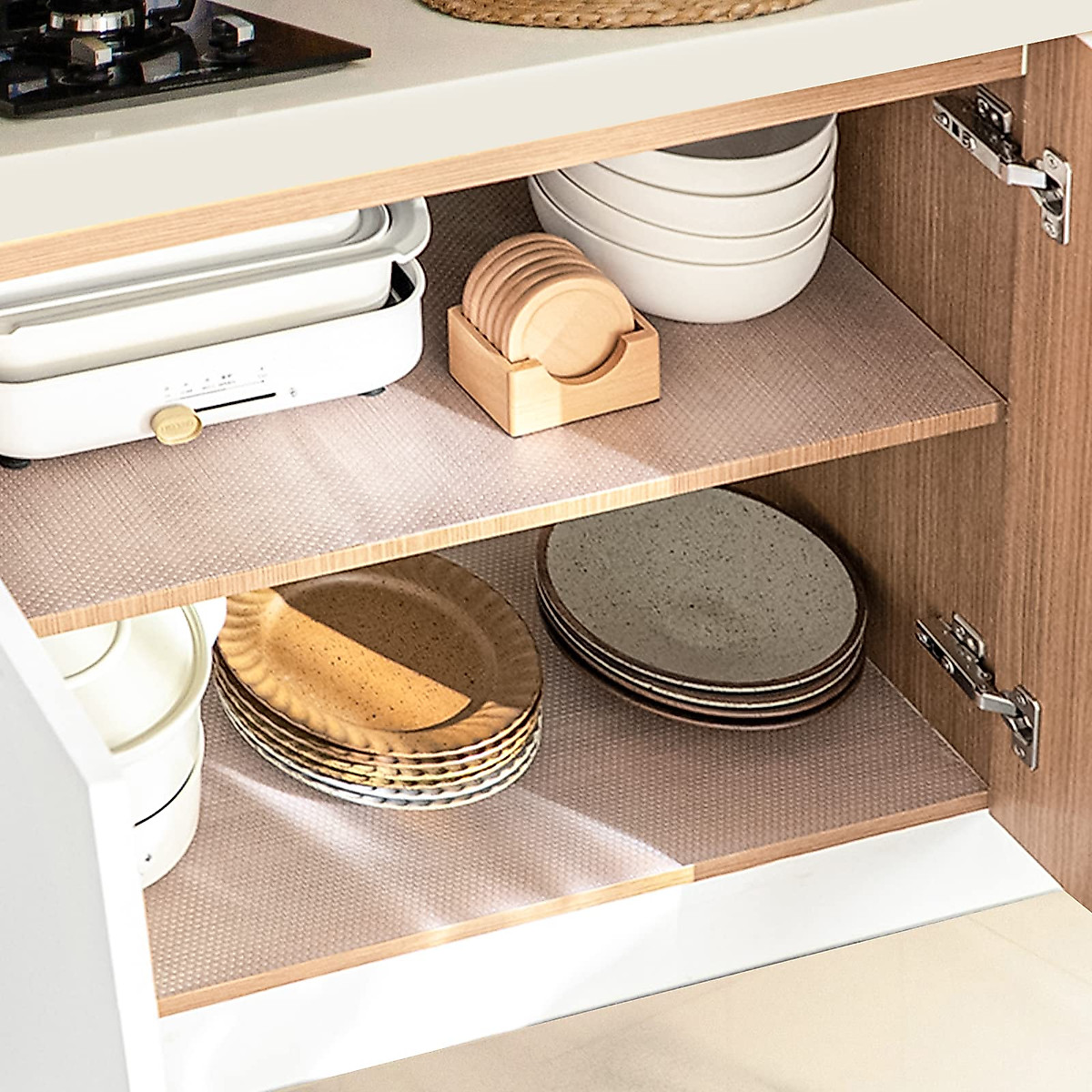 Refrigerator Liners,Drawer and Shelf Liner,Non-Slip Cabinet Liner,Non Adhesive Washable Mats Covers Pads for Kitchen Pantry Shelves Bathroom,Storage, Desks,Shoe Shelves, Under Sink (11.8 in x 16.4 FT)