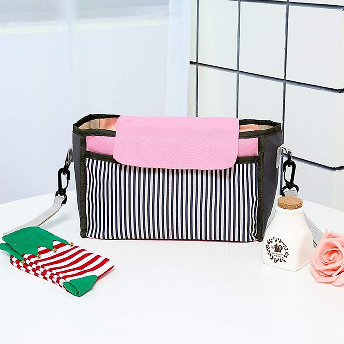 Diaper Bag, Large Capacity Stuff Travel Tote Hanging for Mom and Dad(Pink)