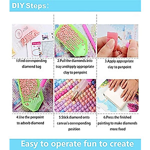 BOGVIAP Diamond Painting 6 Pack Diamond Art Sets Round Full Drill,Cartoon Diamond Painting 6 Pack,Perfect for Home Wall Decoration 12x16 Inch