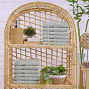 AZTEC NATURALS Monogrammed Towels, Personalized Gift, Luxury Turkish Genuine Cotton Washcloth, 2 Pack Washcloth Set, Green