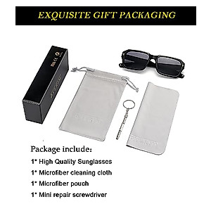 EYLRIM Square Frame Sunglasses for Women Men Fashion Rectangle Sun Glasses UV400 Protection Black Shades(A1 Black/Grey)