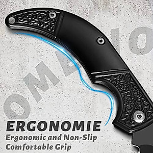 Omesio Pocket Knife Mini 3.34 inch Small Two-Handed Folding Knife Two-Handed Knife Keychain Knife Outdoor Sharp Black