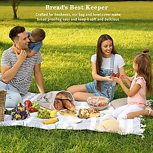 4 Pack Premium Reusable Bread Bags for Homemade Bread and Sourdough with Bread Proofing Covers, Linen Bread Storage Bags with Plastic Lining - Perfect Bread Bags for Homemade Bread Sourdough