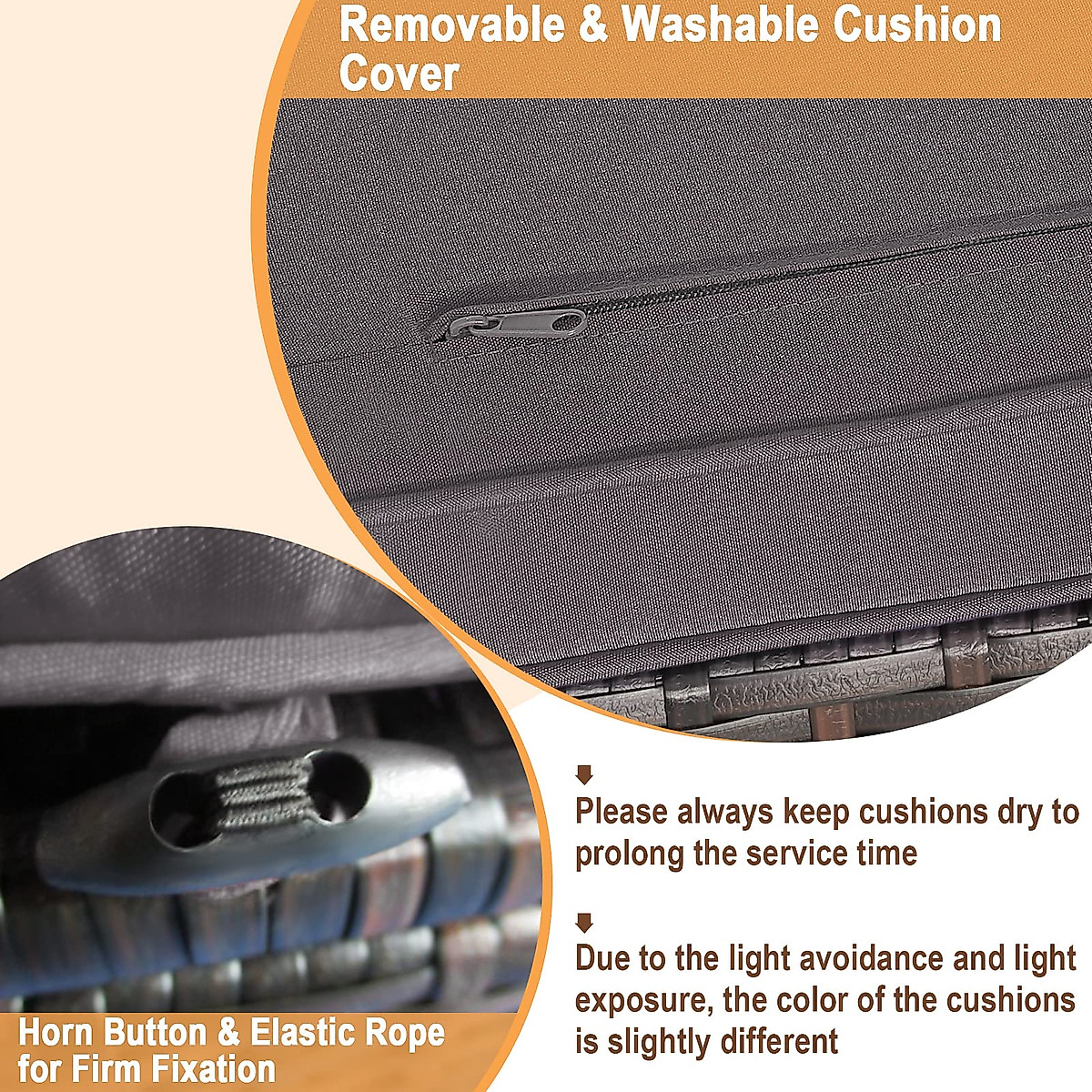 MEDIMALL Patio Wicker Ottoman Set of 2, Multipurpose Outdoor Footstool w/Removable Cushions, Rattan Side Table w/Storage, Footstool Ottoman Seat for Garden, Backyard, Poolside (Gray)