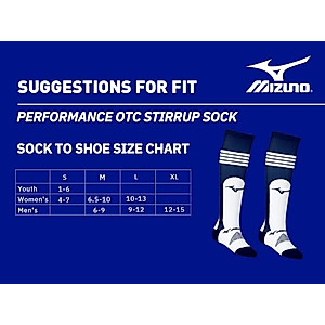 Mizuno Womens Performance OTC Stirrup Sock, Navy, Medium US