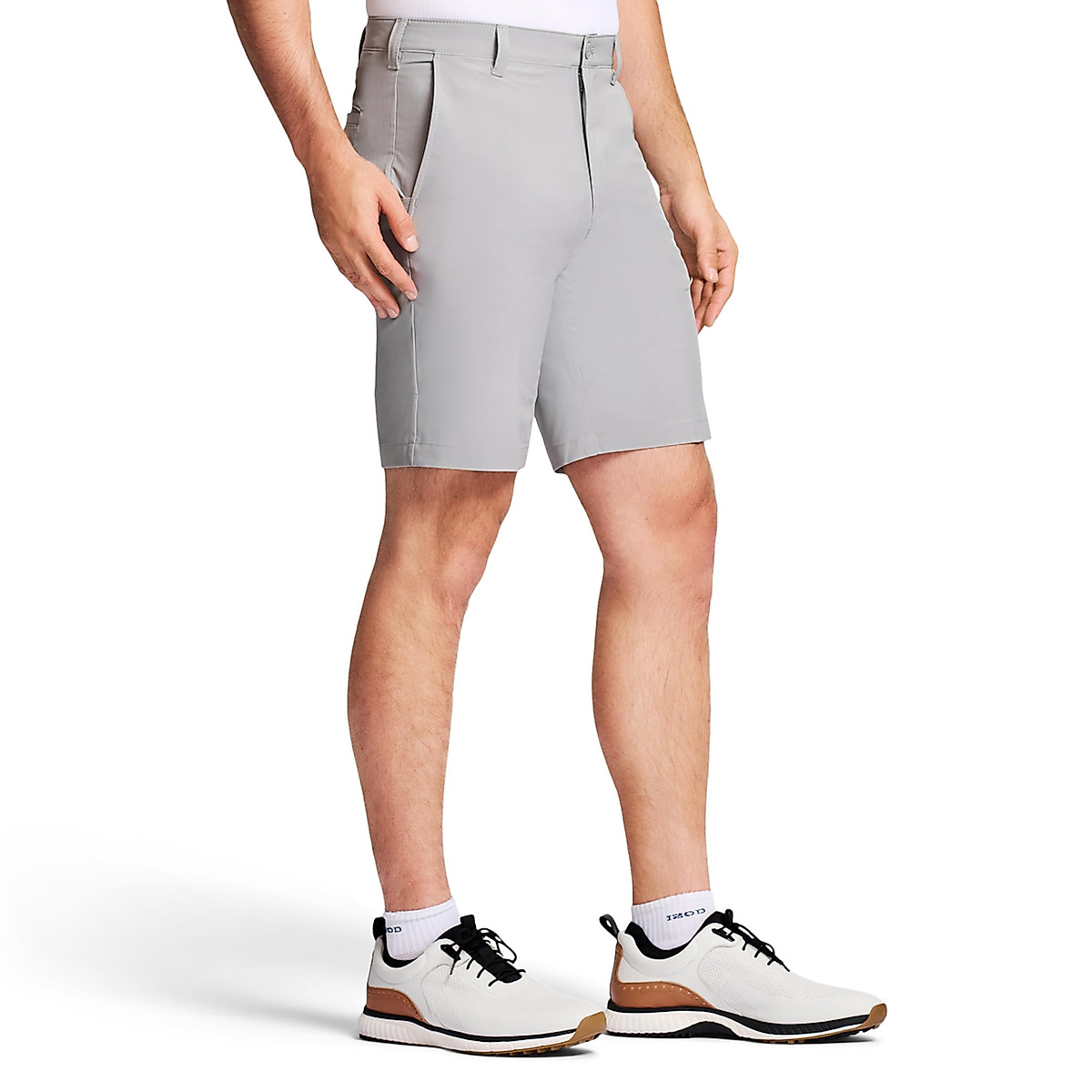 IZOD Mens 9.5" Swingflex Stretch Straight Fit Golf Shorts, Cinderblock, 30 US