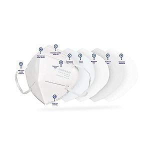 BAYLAB USA KN95 Respirator (GB2626-2019) - Disposable 5-Layer Face Mask, White, Pack of 20