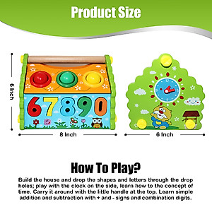 Xbears, Montessori Toys for 2 3 Year Old - Sorting Toy for Toddler, Kids - Pound a Ball - Gifts for Kids 2-4 - Fine Motor Skill Early Learning Toys - Educational Teaching Clock.