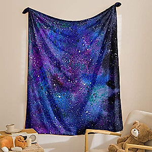 Blue Galaxy Throw Blanket for Couch Galaxy Space Blanket All Season Ultra Soft Lightweight Warm Flannel Plush Throw Fuzzy Blanket for Sofa Chair Travel (Blue,Throw(50"x60"))