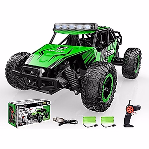 RACENT Remote Control Car, 2.4Ghz High Speed 20KPH RC Cars for Boys, 1:16 Scale All Terrain Monster Truck Off Road RC Truck Electric Toys with Headlight and Rechargeable Batteries for Kids & Adults