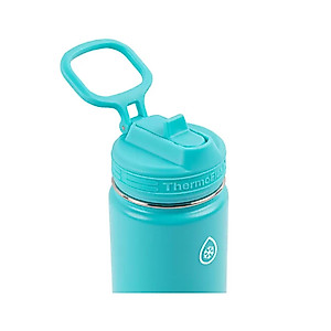 ThermoFlask 16oz Stainless Steel Water Bottle, 2-Pack, Red and Aquamarine