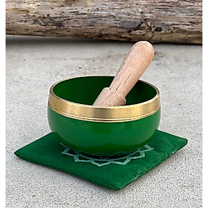 DharmaObjects Tibetan Heart Chakra Premium Palm Size Singing Bowl Gift Box Set