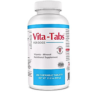 Vita-Tabs - Essential Vitamins, Minerals, Nutrients - Health Supplement for Dogs - Support Immune System, Bones - Liver Flavored - 250 Chewable Tablets