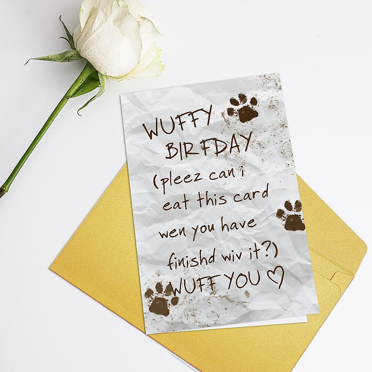 Supoeguk Funny Birthday Card from Dog, Wuff You Pun Birthday Card, Visually Wrinkled Paper Birthday Card, Cute Birthday Card for Dog Mom Dog Dad, Dog Owner Gift