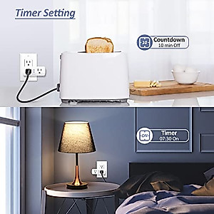 Beantech Smart Plug, 2-in-1 Compact Design 2.4 GHz Wi-Fi Smart Plug, Alexa Smart Plug Compatible with Alexa and Google Assistant, ETL Certified 120V 10A Smart Outlet with Timer, 2 Pack