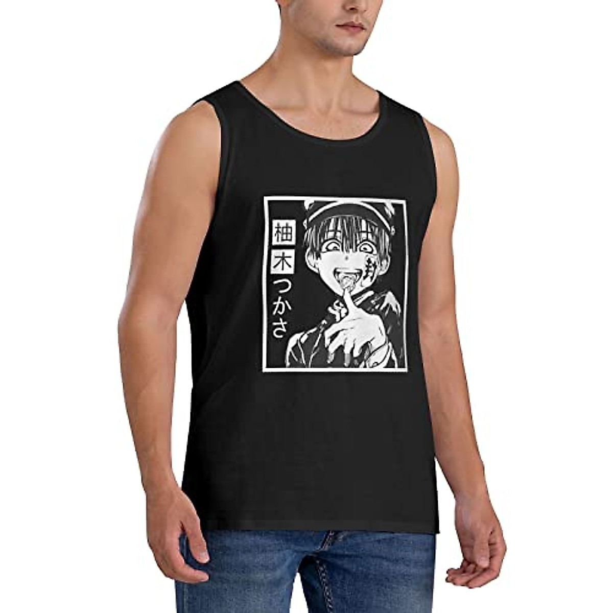 Toilet-Bound Anime Hanako-Kun Men's Tank Tops Tshirt Cool Custom Sleeveless Shirts Black 3X-Large