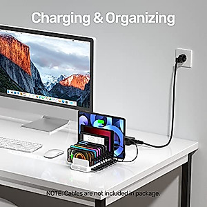 Unitek Multi Charging Station, 10-Port USB Charger for Multiple Device with SmartIC Tech and Adjustable Dividers, Organizer Stand Compatible with iPad, Tablet, Kindle, iPhone