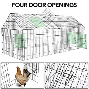 Chicken Coop Run Cage Upgrade 86.6"×40"×38" Metal Chicken Fence Pen Pet Playpen Enclosures with Protection Cover&Ground Nail,Cage Indoor Outdoor Yard for Small Animals Cat Hen Duck Rabbit