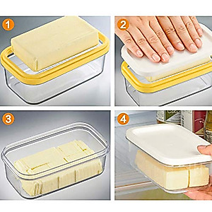 Butter Case Butter Dish Butter Box Keeper with Bamboo Lid,Butter Keeper Container Sealing With Lid Rectangle Food Storage Home