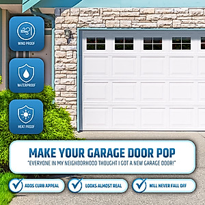 Strong & Glossy Magnetic Garage Door Windows - Looks Like Real Window Panels/Faux Panes - Decorative Hardware Kit - Easy to Align & Will Never Fall (Upgraded Magnets) | Fits 2 Car Garage | 32pcs 4"X6