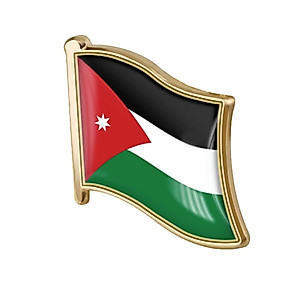vmcoatdu Compatible Jordan Flag Pin Badge International Travel Brooch Metal Alloy Souvenir Pin for Hat Clothes Backpack (Jordan)