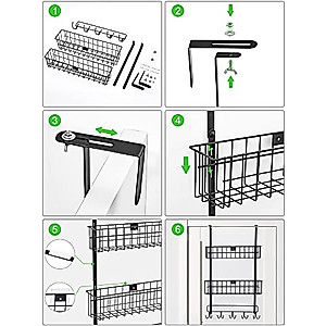 SMARTAKE Shower Caddy Over The Door, Bathroom Shelf with 10 Hooks, Fast-Draining Over Door Bathroom Organizer, Hanging Storage Rustproof for Dorm, Toilet, Bath and Kitchen (Black)