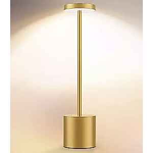 ZENDEU Cordless Led Table Lamp, Modern European Romantic 3-Level Touch Dimming Desk Light, Rechargeable, Portable and Touch Sensor. Lamps for Living Room, Lamps for Restaurants (Gold)