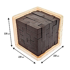 Original 3D Wooden Brain Teaser Puzzle: Engaging 3D Puzzle Box for Kids 8-12 & Adults, Desk Toys Delight, Challenging Games & Wooden Puzzles for Adult Brain Boost (Brown)