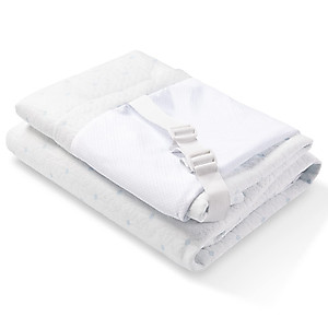 Ferlizer 4 Inch Full Mattress Topper Protector Cover, Oeko-Tex Certified, Bamboo Zippered Cover for Mattress Topper, Adjustable Straps & Anti-Slip Silicone Bottom, Removable & Washable - Cover Only