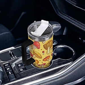 The Various Mushroom Art 40OZ Tumbler Stainless Steel Travel Mug Water Bottle Car Cup Tea Cups with Lid Black-style