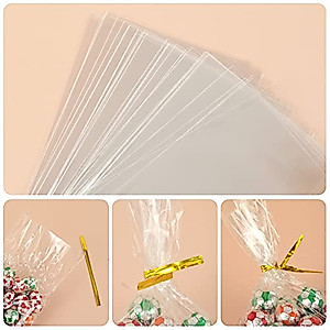 Artby7 Halloween Treat Candy Bag, 100 Pack 6x10 Clear Plastic Cellophane Bags with 3" Twist Ties Goodie Bags | Cookie Bags | Clear Gift Bags | Cellophane Treat Bags Wrappers