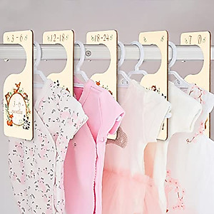 10 Pcs Woodland Baby Closet Size Dividers Wooden Nursery Hanger Dividers Newborn Closet Organizer Double Sided for Clothes Baby Girls or Boys Room Baby Shower Decor from Newborn to 24 Months