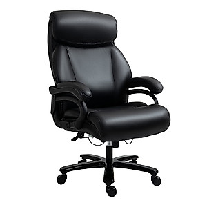 Vinsetto Big and Tall Executive Office Chair 396lbs with Wide Seat, Home High Back PU Leather Chair with Adjustable Height, Swivel Wheels, Black
