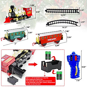 Remote Control Train Set-Electric R/C Train Toy for Kids-Christmas Train Toy w/Sounds & Lights,Railway Kits Passenger Coach & Tracks Game,Gift for Boys Girls 3 4 5 6 7 8+ Year Old Kids