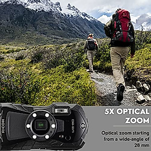 Ricoh WG-80 Digital Camera (Black) Bundle with 5 TB Portable Hard Drive, Gadget Bag with Accessory and Cleaning Kit (3 Items)