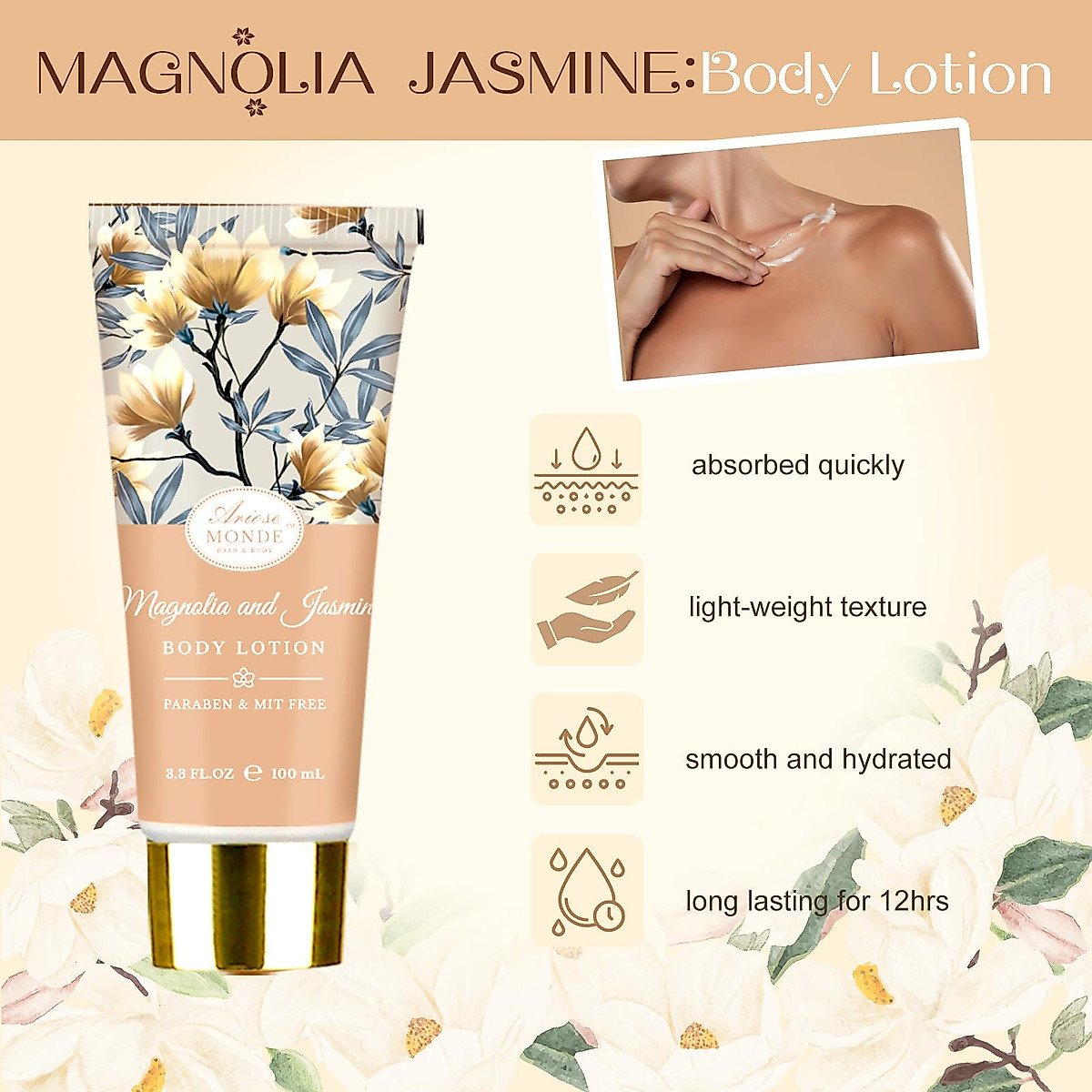 Home Spa Gift Basket, Bath Spa Kit for Women, with Body Lotion, Shower Gel, Bubble Bath, Body Scrub, Bath Salt, Bath Bomb, Bath Gift Set for Mother, Wife Her, with Magnolia and Jasmine Scent