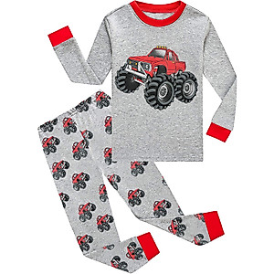 Little Boys Gray Pajamas Sleepwear Red Race Car Toddler Pyjamas Pant Sets for 6t Kids