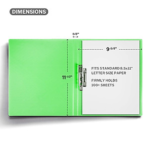 CRANBURY Punchless Clamp Binder (4-Pack, Assorted Colors), Ringless Binder Holds 100 Letter Size Pages, Documents, 8.5x11 Folder with Metal Clip for Home or Office, Transparent Acid-Free Poly