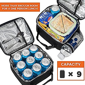 OPUX Insulated Lunch Bag, Soft Lunch Box for School Kids Boys Girls, Leakproof Small Lunch Pail for Adult Men Women, Reusable Compact Lunchbox Lunch Cooler Tote Bag for Office Work (Charcoal)